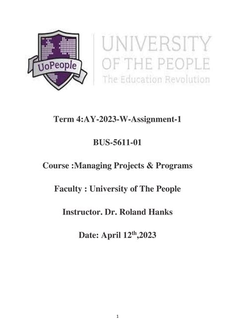 Bus 5611 Assignment Unit 1 Term 4ay 2023 W Assignment Bus 5611