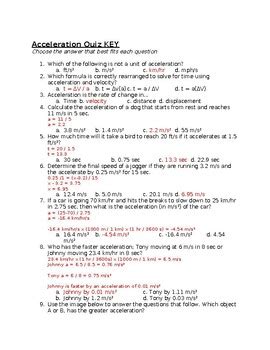 Acceleration Quiz By Schrim S Chem TPT