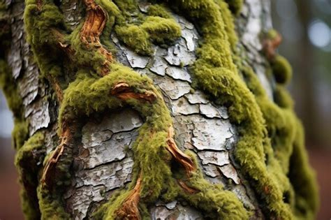 Premium AI Image Lichen Patterns On A Tree Trunk Creating Natural Artwork