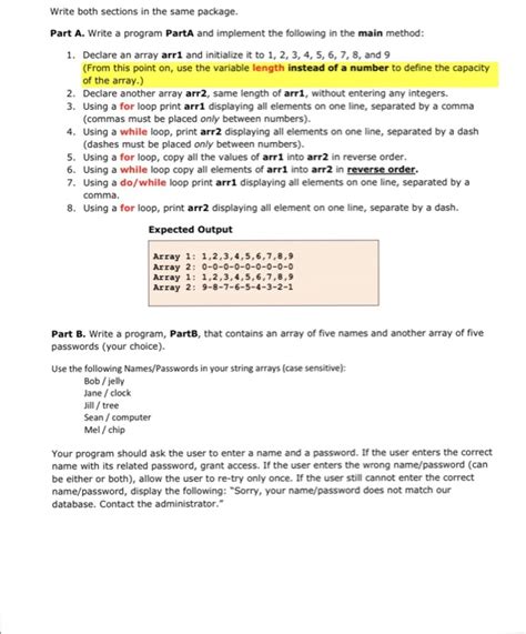 Solved Write Both Sections In The Same Package Part A