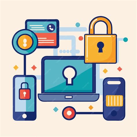 Online User Security Various Devices Secure Connection Flat Vector Illustration Premium Ai