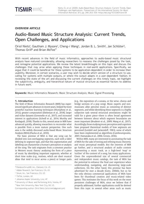 PDF Audio Based Music Structure Analysis Current Trends Open Challenges And Applications