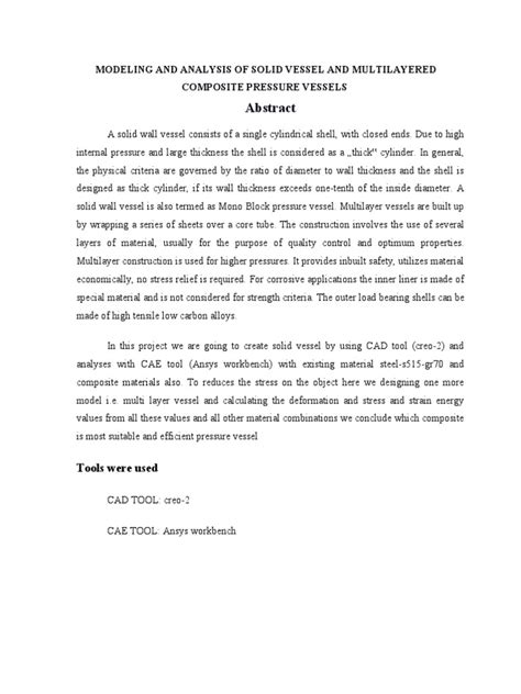 Modeling And Analysis Of Solid Vessel And Multilayered Composite