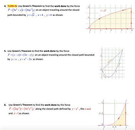 Solved 4 Turn In Use Greens Theorem To Find The Work Done
