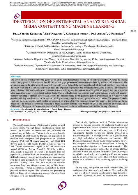 pdf identification of sentimental analysis in social media content