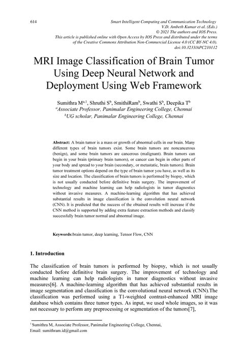 pdf mri image classification of brain tumor using deep neural network