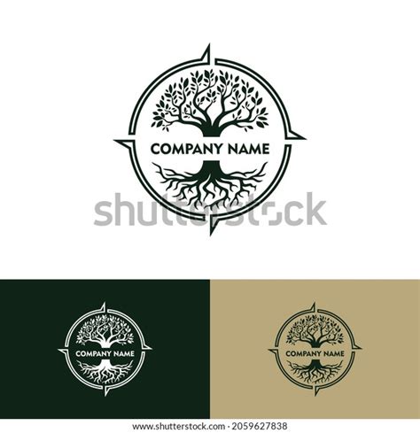 Abstract Green Tree Creative Compass Roots Stock Vector Royalty Free 2059627838 Shutterstock