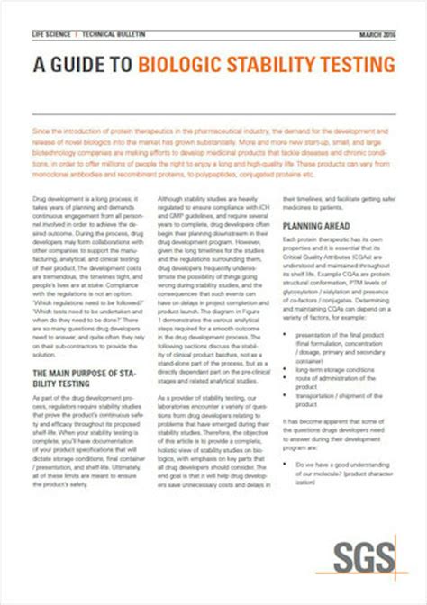 A Guide To Biologic Stability Testing Sgs Australia
