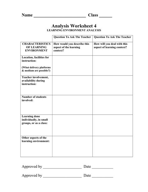 Analysis Worksheet 4 Name Class