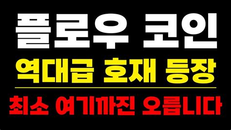 플로우 코인 역대급 호재 등장 최소 여기까진 오릅니다 목표가 공개 플로우코인 Youtube