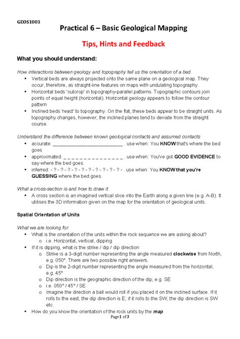 Geos1003 Practical 6 Feedback Mastering Basic Geological Mapping