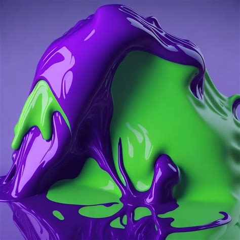 Premium AI Image A Green And Purple Slime Is Covered In Purple Paint