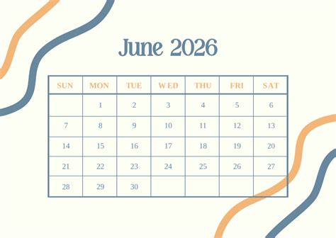 Free June 2026 Calendar Template To Edit Online