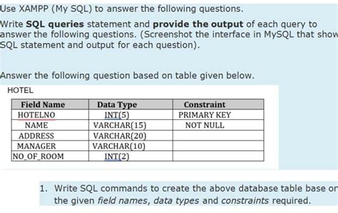 Solved Jse Xampp My Sql To Answer The Following Questions