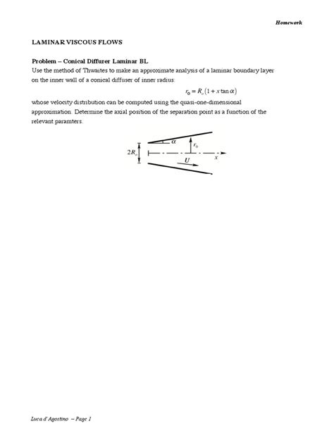 laminar viscous flows hw conical diffuser laminar bl pdf