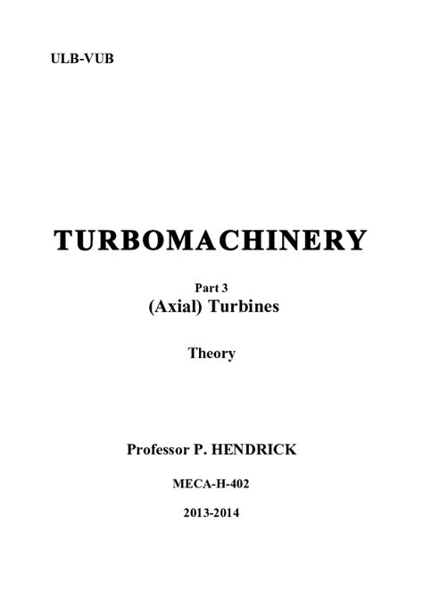 Pdf Turbomachineryaxial Turbinestheory2014v1