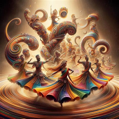 Premium Photo Dynamic Movements Of Energetic Garba Dancers At Navaratri