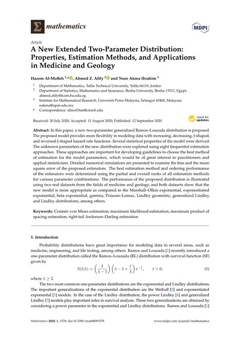 Pdf A New Extended Two Parameter Distribution Properties Estimation