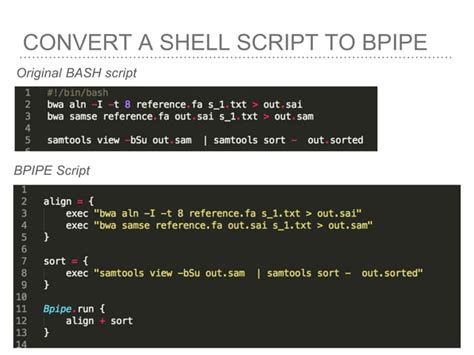 bpipe a bioinformatics pipeline framework ppt