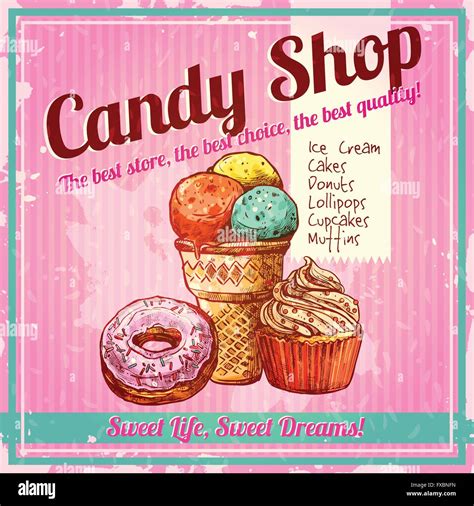 Vintage Candy Shop Poster Stock Vector Image And Art Alamy
