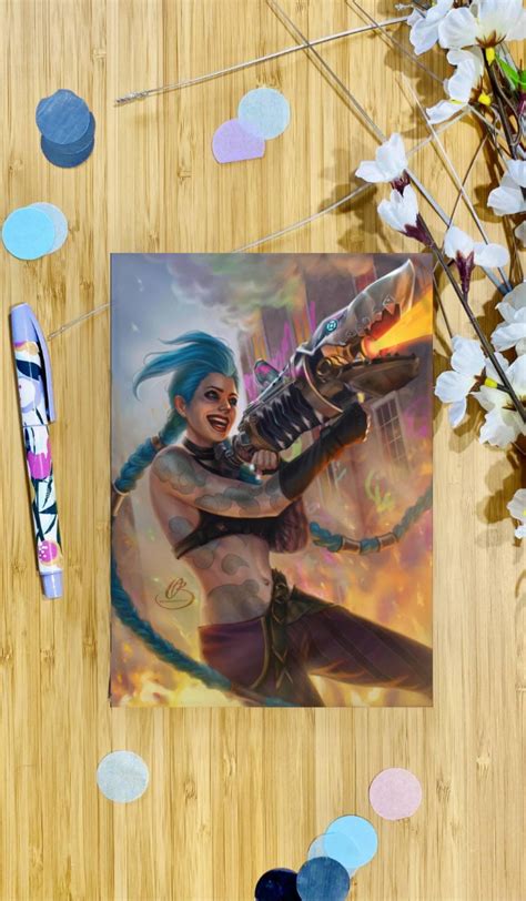 Jinx Arcane Fan Art Print League Of Legends Gamer T Etsy