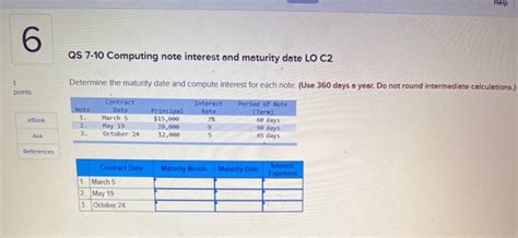 solved help 6 qs 7 10 computing note interest and maturity