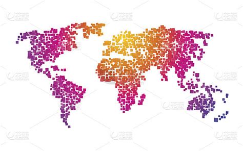 世界地图正方形颜色渐变