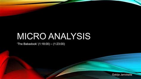 Micro Analysis Ppt