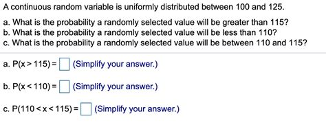 Solved A Continuous Random Variable Is Uniformly Distributed