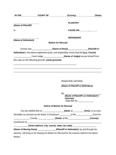 Motion To Recuse Judge Template Fill Out Sign Online DocHub