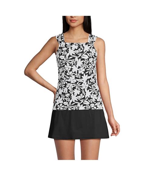 Lands End Womens Chlorine Resistant Cap Sleeve High Neck Tankini