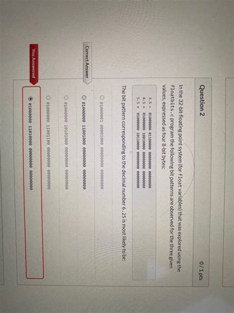 Solved Question Pts In The Bit Floating Point Chegg