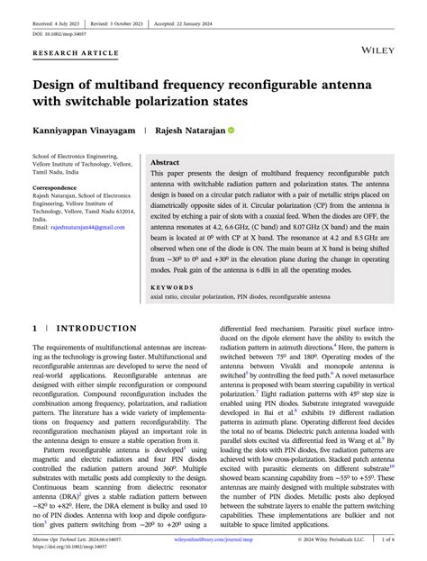 Design Of Multiband Frequency Reconfigurable Antenna With Switchable Polarization States