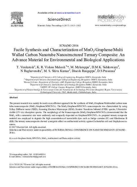 Pdf Facile Synthesis And Characterization Of Mno2 Nanomaterials As