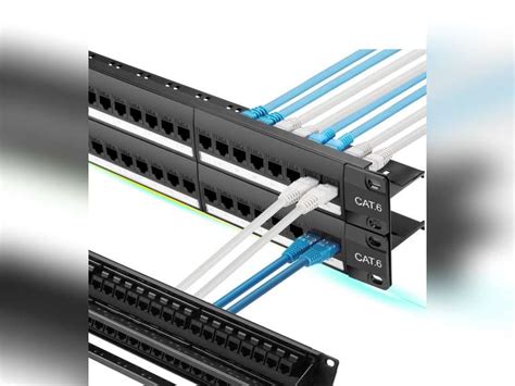 Rapink Patch Panel 48 Port Cat6 With Inline Keystone 10g Support Pass Thru Coupler Patch Panel