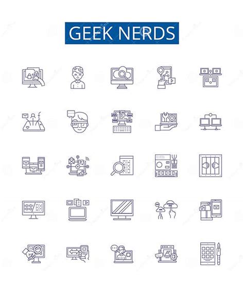 Geek Nerds Line Icons Signs Set Design Collection Of Geek Nerds