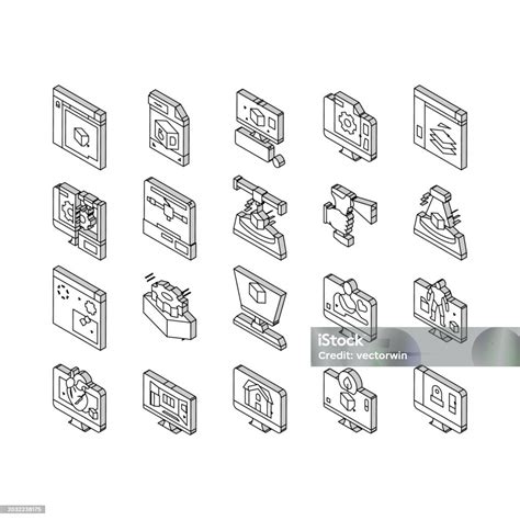 3d 모델링 소프트웨어 및 장치 아이소 메트릭 아이콘 벡터 설정 0명에 대한 스톡 벡터 아트 및 기타 이미지 0명 개발 건축 Istock