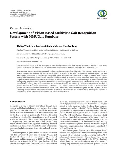 Pdf Development Of Vision Based Multiview Gait Recognition System With Mmugait Database