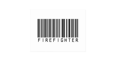 Firefighter Bar Code Postcard Zazzle