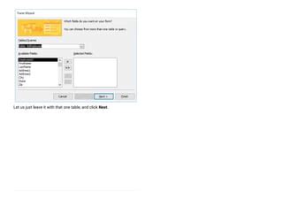 MS Access Create Form Pdf