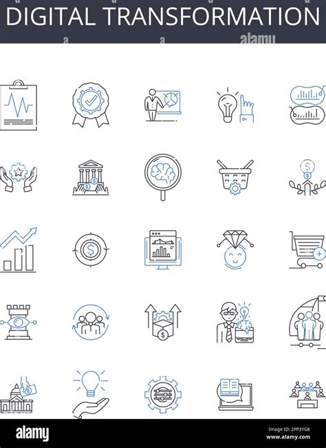 Digital Transformation Line Icons Collection Business Innovation