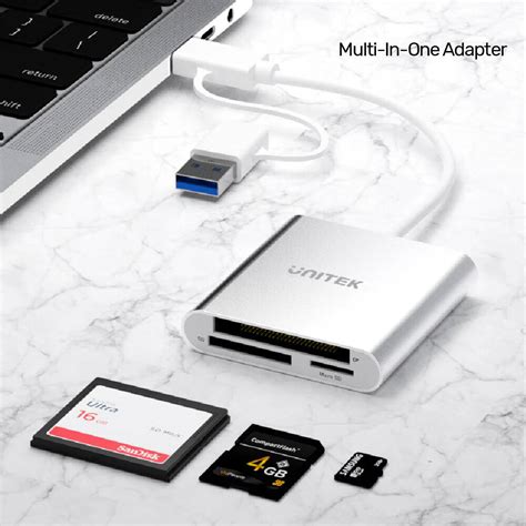Unitek 3 Ports Usb3 0 Card Reader With Usb C Adapter 5gbps Usb3 0 Superspeed Data Transfer