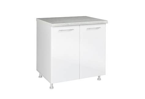 Кухненски шкаф долен с две врати In Mdf D80 бял гланц • Модулна кухня In Mdf бяла гланц • Мебели