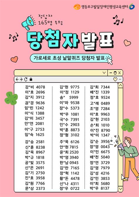 온라인 장애인식개선캠페인 당첨자 및 수상자 발표 공지사항 영등포구발달장애인평생교육센터