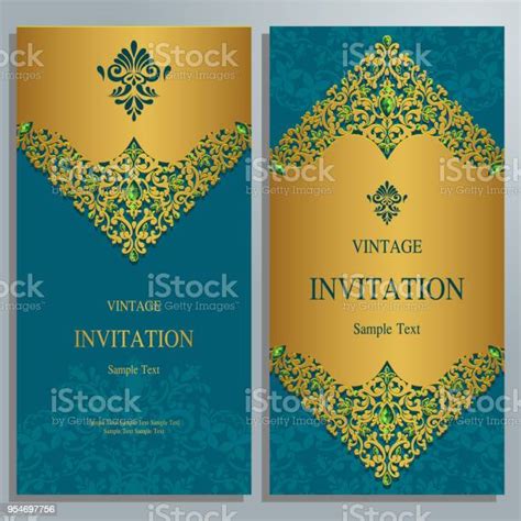결혼식 초대 카드 템플릿 패턴 골드와 크리스탈 종이에 컬러 배경 결정체에 대한 스톡 벡터 아트 및 기타 이미지 결정체 결혼