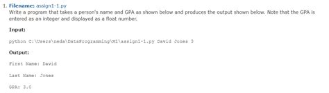 1 Filename Assign1 1py Write A Program That Takes