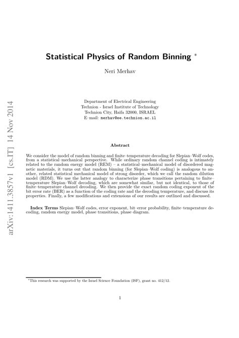 Pdf Statistical Physics Of Random Binning