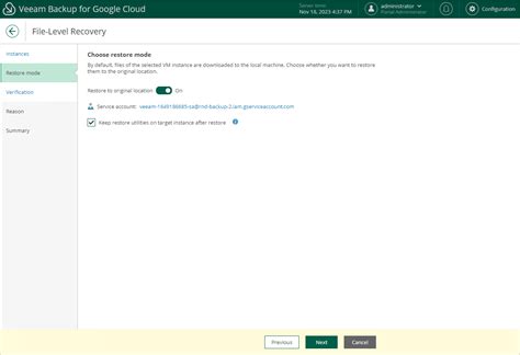 Step 3 Choose Restore Mode Veeam Backup For Google Cloud User Guide