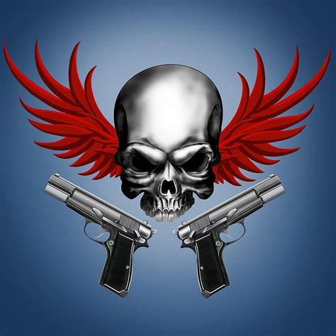 Cool Skulls With Guns Wallpaper