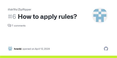 How To Apply Rules Issue Illsk Lls ZipRipper GitHub